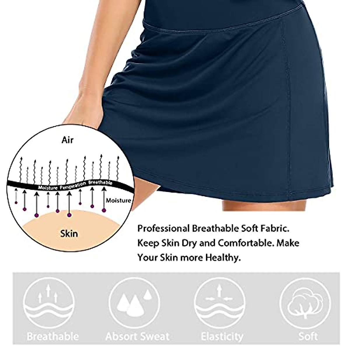 Hubunucc Women's Athletic Skorts Tennis Lightweight Active Skirts with Shorts Pockets Running Golf Workout Sports,178,Navy,2XL