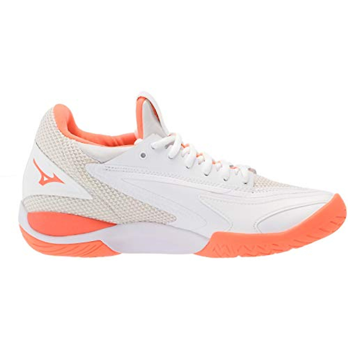 Mizuno Womens Wave Impulse Tennis Shoe , White-fiery Coral , 7.5