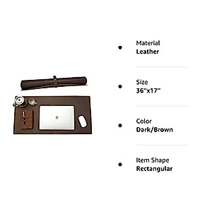 Niaiu Full Grain Leather Desk Pad Protector, 36'' x 17'' Large Genuine Leather Desktop Blotter Mats for Keyboard and Mouse, Big Desk Writing Pad for Office/Home/Work/Game -Dark/Brown