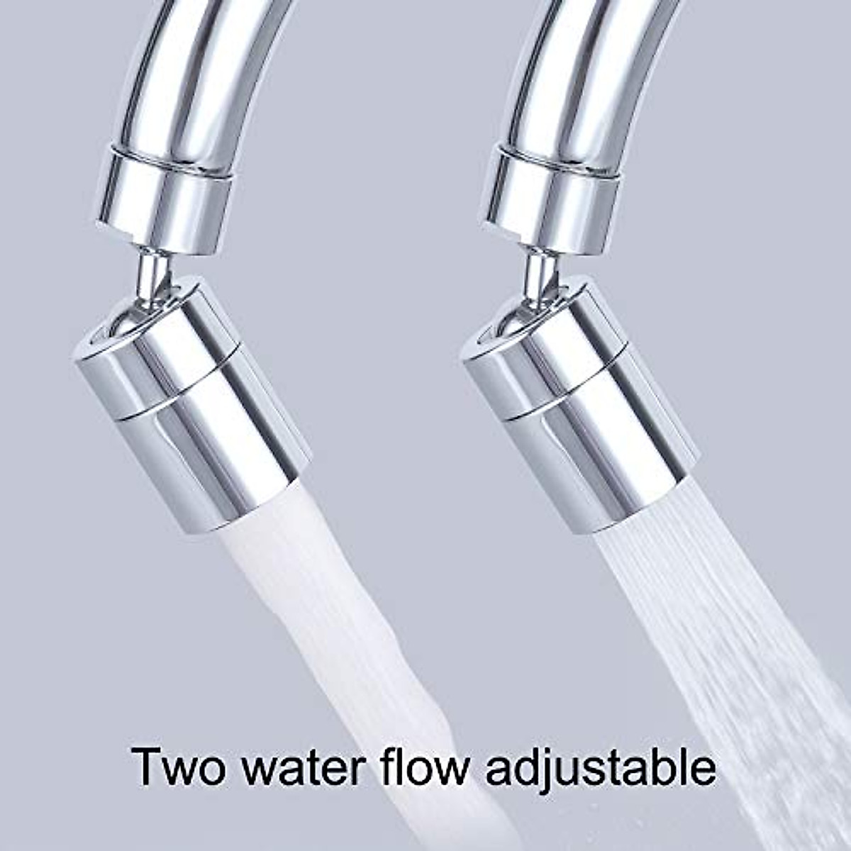 Faucet Aerator,Dual Function 360 Degree Swivel Sink Aerator,Big Angle 80 Degree Rotation 2 Sprayer Kitchen Faucet Aerator,55/64 Inch-27UNS Female Thread,2.5GPM,Polished Chrome