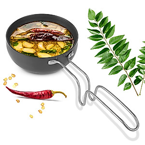 KSJONE Scratch Resistant Coating - Mini Tadka Pan for Eggs, Spices, Melting Butter - and more Tadka Pan,Large Tadka Pan for saag, dal, kadhi, dhokla (4 Inch Diameter)