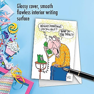 NobleWorks - 1 Happy Birthday Card with Funny Cartoons - Mature Humor Notecard with Envelope, Celebrate Birthdays - Urology Department C7262BDG