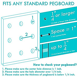 2 Pack Wooden Shallow Shelves, 16.5" x 6" Pegboard Shelf, 1/4 inch Peg Board Organizer Accessories, Display and Storage Shelving Rack for Garage Workbench Art Craft Room Office Hobby Space Workshop