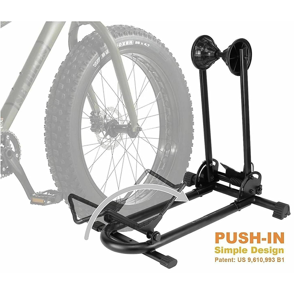 BikeHand Bicycle Floor Parking Rack Stand - for Mountain MTB & Road or Fat Bikes Indoor Outdoor Garage Storage - Max Tire Width 5" (2)
