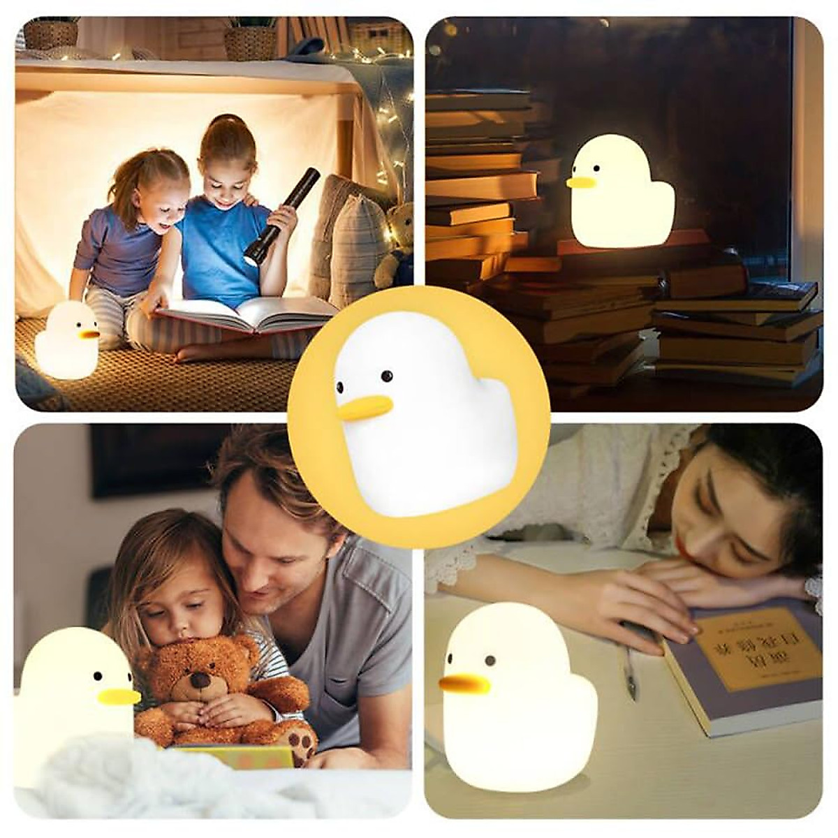 ipalmay Home Night Lights for Kids USB Rechargeable Lamps, ABS+PC Bedside Lamp for Breastfeeding, Touch Control&Timer Setting, White Duck
