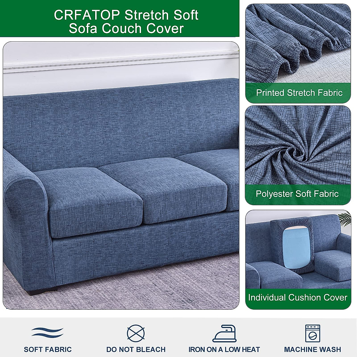 CRFATOP 2 Piece Chair Covers Stretch Sofa Covers Couch Slipcovers Washable Armchair Sofa Couch Slipcover Furniture Protector with Elastic Bottom for Living Room, S, A13