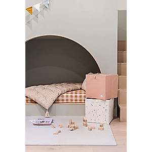 3 Sprouts Recycled Fabric Storage Cube Box Container Organizer - Cream Terrazzo