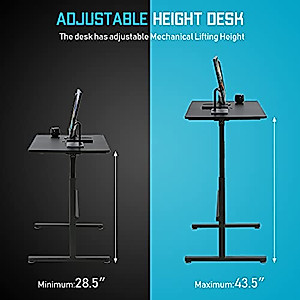 Adjustable Standing Desk, 47" Computer Desk Height Converter Large Desktop Stand Up Desk Fit Dual Monitor for Home Office,Black