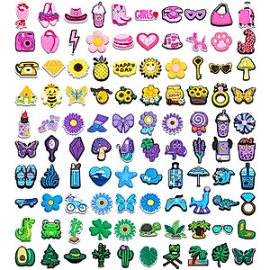 GAKSK 100 pcs Shoe Charms Cute Shoe Decoration Charms for Girls Women Not Random 100 pcs Pink Different Shoes Charm Kids Gift