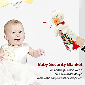 Baby Stuffed Animals Blanket, Visual Development Soft and Bright Colors Plush Cartoon Baby Security Blanket for Kids More Than 3 Months for Soothing Towels (White)
