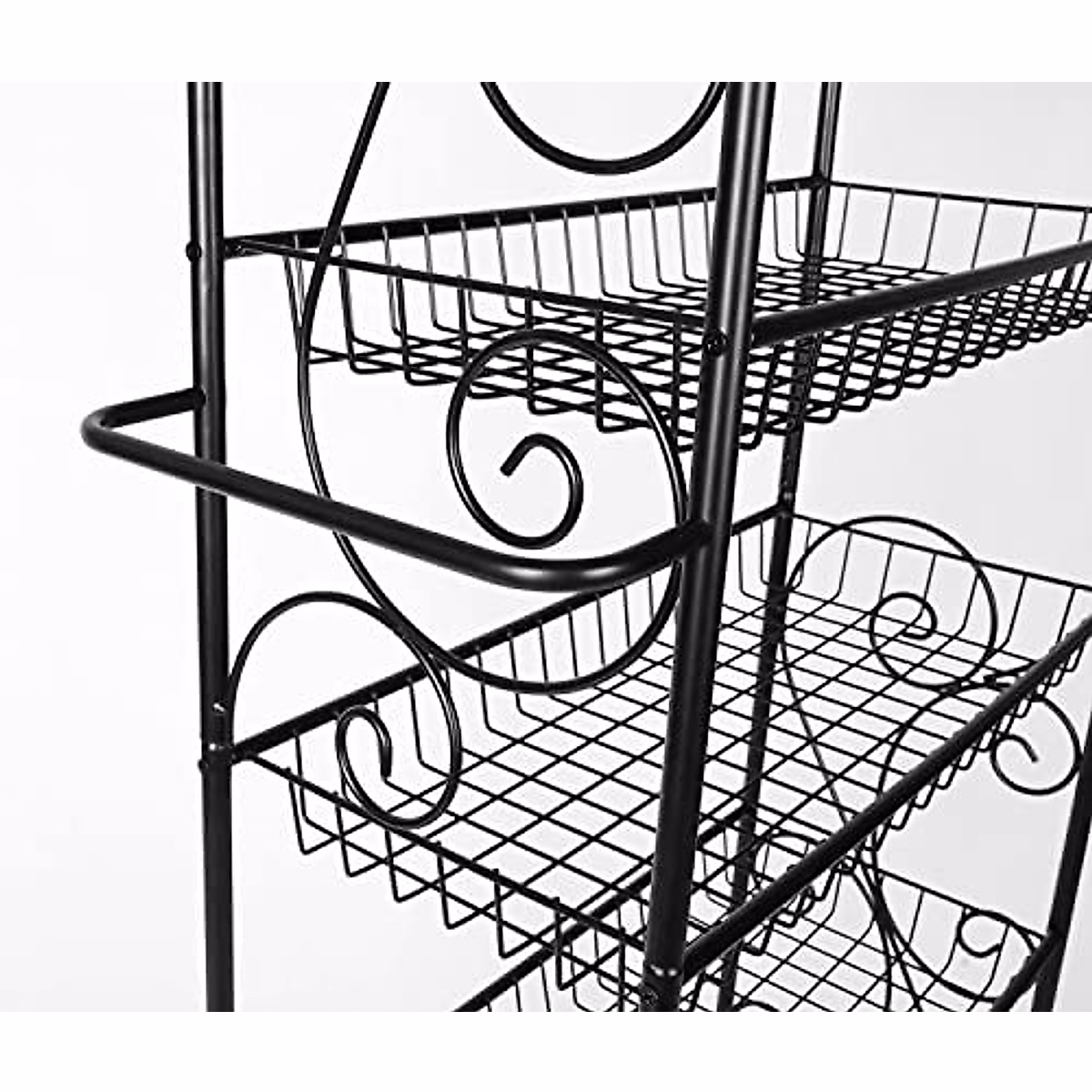 HLC 6 Tier Freestanding Metal Bathroom Kitchen Storage Shelf Rack with Wheels Black