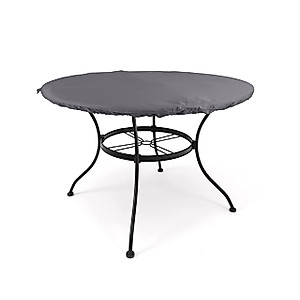 Covermates Round Table Top Cover - Water-Resistant Polyester, Adjustable Buckle Straps, Middle Buckle Strap, Patio Table Covers, 42-48 Diameter, Charcoal