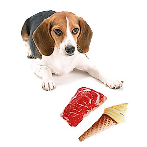 houyifeiqinhu Pet Toy Simulated Meat Ice Cream Food Simulation Squeaky Bite Chew Play Toys Dog Cat Puppy Supplies False Soft Sound Funny Toy 1#