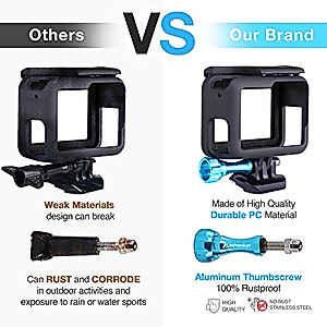 MiPremium Frame Mount Housing Case for GoPro Hero 7 6 & 5 Black Silver & White. Cover Shell Cage Accessories Kit with Aluminium Screw & Quick Release Buckle Socket Accessory for Hero7 Hero6 Hero5