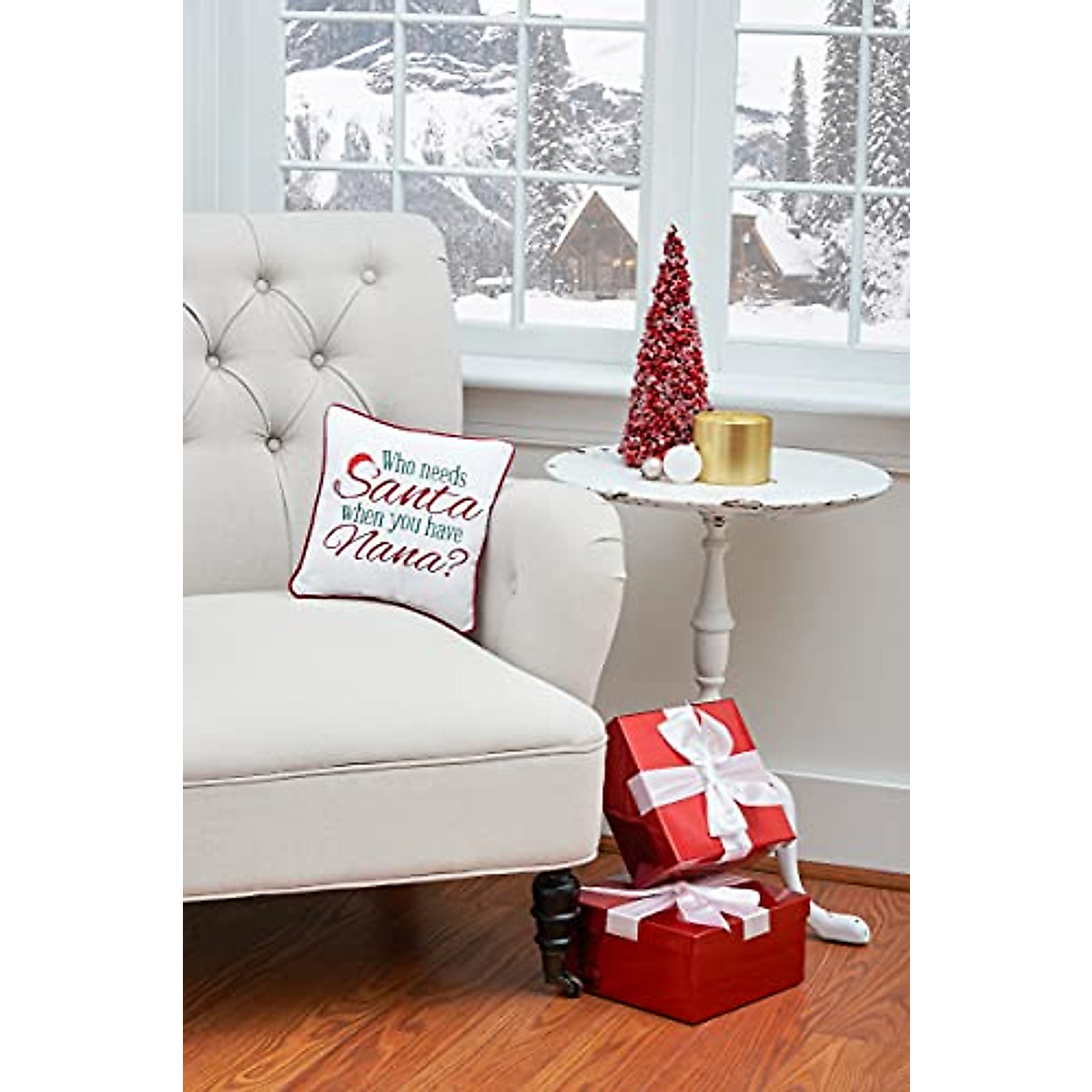 C&F Home Who Needs Santa When You Have Nana Holiday Sentimental Embroidered Saying Decor Decoration Accent Christmas Pillow 10 x 10 Multi