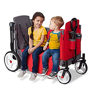 Radio Flyer Discovery Stroll 'N Wagon with Canopies, Folding Wagon with Single Recline Seat, for 1+ Years