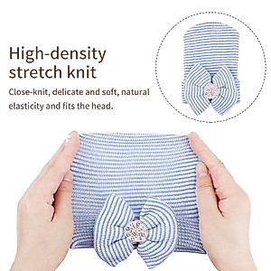 BQUBO Newborn Baby Caps Mittens for Baby Girls Set Hospital Hat Beanie Infant Hats with Bow Baby Scratch Mitten Gloves