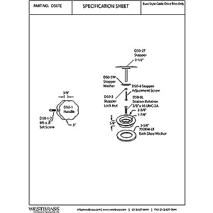 Westbrass European Style Trim for Cable Drive Bath Waste, Polished Chrome, D50TE-26