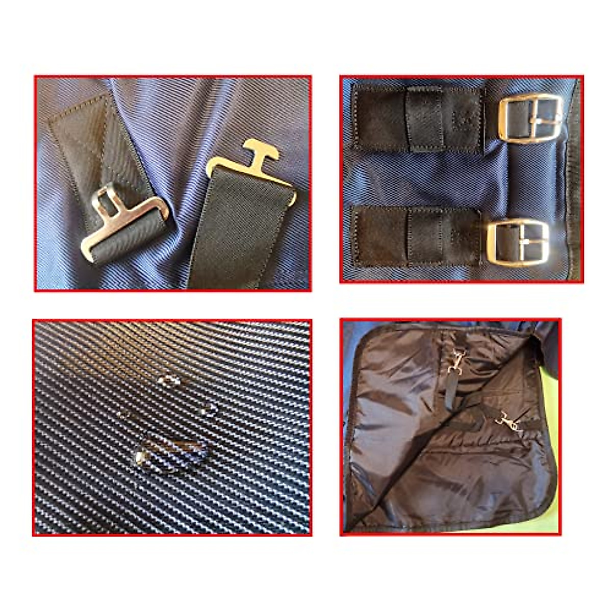 Ankaier 1800 Denier Waterproof and Windproof Winter Turnout Horse Blanket, High-Grade Thermal Insulation Polyfill (250 Grams) Materials, Medium-Weight, Ripstop, Navy Color- 69" inches (Black Edge)