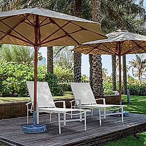 Nuu Garden Folding Chaise Lounge Chairs for Outside, Aluminum Beach Chair with Breathable Textile Fabric, 5 Position Adjustable Back Lounge Chair for Lawn, Beach, Pool, Tanning, White