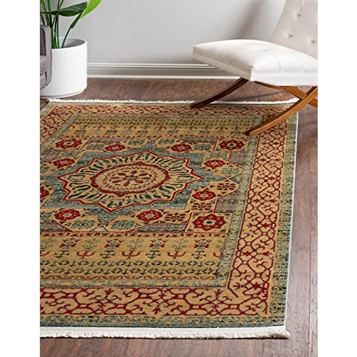 Unique Loom Palace Collection Area Rug - Saray (10' x 13' 1" Rectangle, Light Blue/Red)