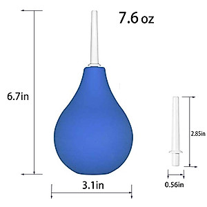 GNEGKLEAN Black Silicone Enema Bulb Kit 7.6oz Clean Anal Douche for Men Women with 19.7in Hose+4 Replaceable Nozzle (Blue)