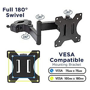 Mount-It! Universal VESA Pole Mount with Articulating Arm | Full Motion TV Pole Mount Bracket | VESA 75 100 | Fits TVs or Monitors Up to 32 Inches (MI-391)