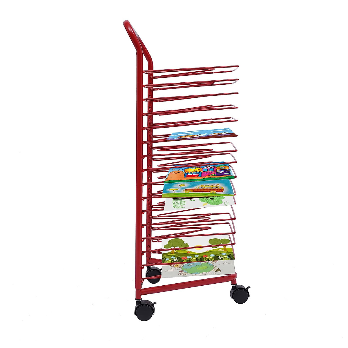 Gdrasuya10 Red Art Drying Rack,16 Shelves Paint Drying Rack Art Metal Desktop Artwork Storage Display Rack Art for Schools and Art Clubs