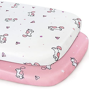 Bassinet Sheets 2 Pack, Bassinet Sheet Ultra Soft, Bassinet Sheets for Baby Girl Universal Fit for Rectangle, Oval, Hourglass Bassinet Pad/Mattress, Pink