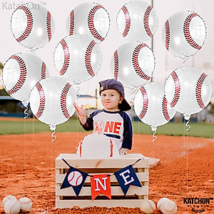 KatchOn, Big 10 Pieces Baseball Balloons - 18 Inch, Baseball Party Decorations | Softball Balloons, Baseball Birthday Decorations | Baseball Birthday Party Supplies | Baseball Decorations for Party