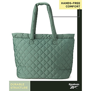 Reebok Women's Puffer Tote Bag - Carry On Sports Gym Shoulder Bag - Lightweight Casual Purse, Size ONE SIZE, Trek Green