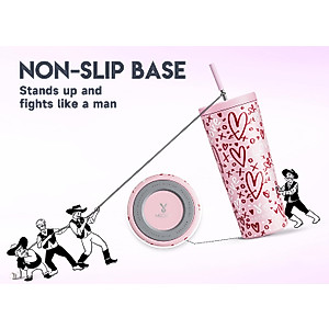 Meoky 24 oz Insulated Tumbler with Lid and Straw, Stainless Steel Vacuum Insulated Tumbler, Keeps Cold for 24 Hours, 100% Leak Proof, Fits in Car Cup Holder (Love)