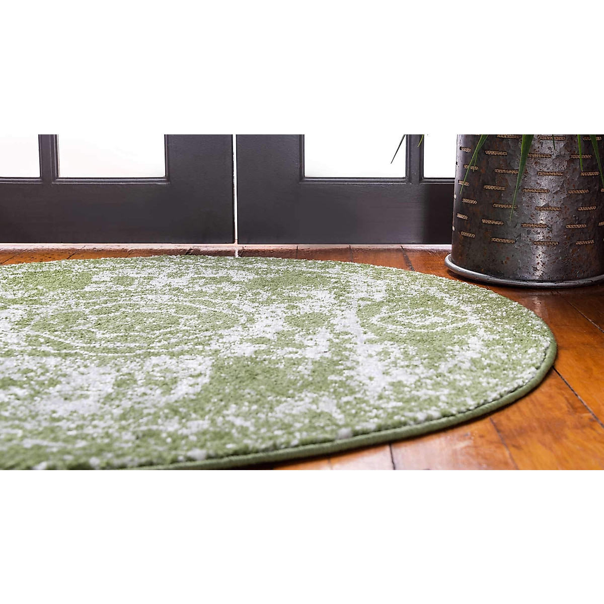 Unique Loom Bromley Collection Area Rug - Wells (5' 1" Round Green/Ivory)