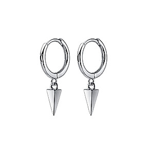 SLUYNZ 925 Sterling Silver Spike Hoop Earrings for Women Teen Girls Geometric Huggie Earrings Dangle (A-silver)
