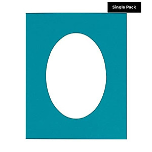 11x15 Mat Bevel Cut for 8.5x11 Photos - Precut Teal Blue Oval Shaped Photo Mat Board Opening - Acid Free Matte to Protect Your Pictures - Bevel Cut for Family Photos, Pack of 1 Matboard Show Kit With