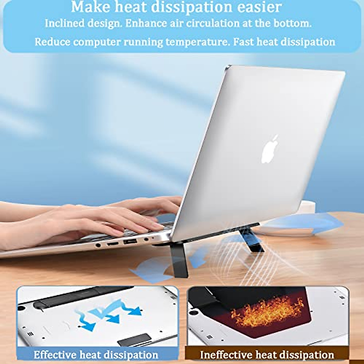 KVIFIVK Portable Laptop Stand Foldable Adjustable Height Ergonomic Design Lightweight Laptop  Suitable for Home. Office etc. Self-Adhesive (Black) 