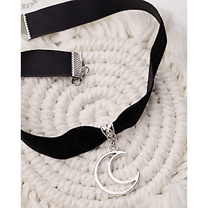 Sacina Gothic Crescent Moon Choker Necklace, Moon Sun Pendant, Goth Gift for Women, Christmas Gift for Women (S- Moon Choker)