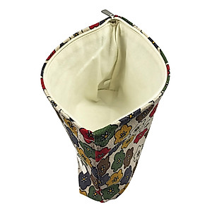 GUTGNK Women's Cosmetic Bag, Corduroy Cosmetic Bag Retro Flowers Travel Cosmetic Bag Small Cosmetic Bag Skin Care Cosmetic Change and Wash Handy Bag Zipper Organizer