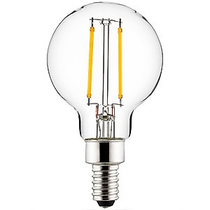 Sunlite 80757 LED G16.5 Filament Style Globe Light Bulb, 2.5 Watts (25W Equivalent), 250 lumens, Dimmable, Candelabra Base (E12), UL Listed, 3000K Warm White, 1 Count