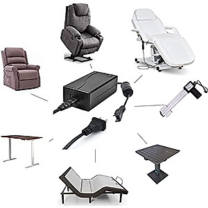 Universal Power Recliner Lift Chair Power Supply Transformer 2-pin 29V 2A Adapter AC/DC Switching Compatible with All Recliners Include US Plug & 6.5Ft Motor Extension Cord