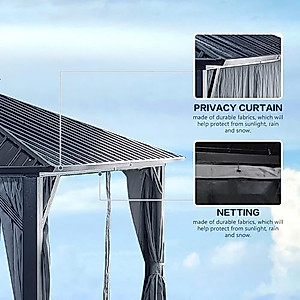 Goohome 12 x 18FT Hardtop Gazebo, Aluminum Frame Double Roof Gazebo Canopy with Mosquito Net and Curtains, Outdoor Permanent Hard Top Waterproof Pergola for Shade and Rain for Lawn, Backyard, Deck