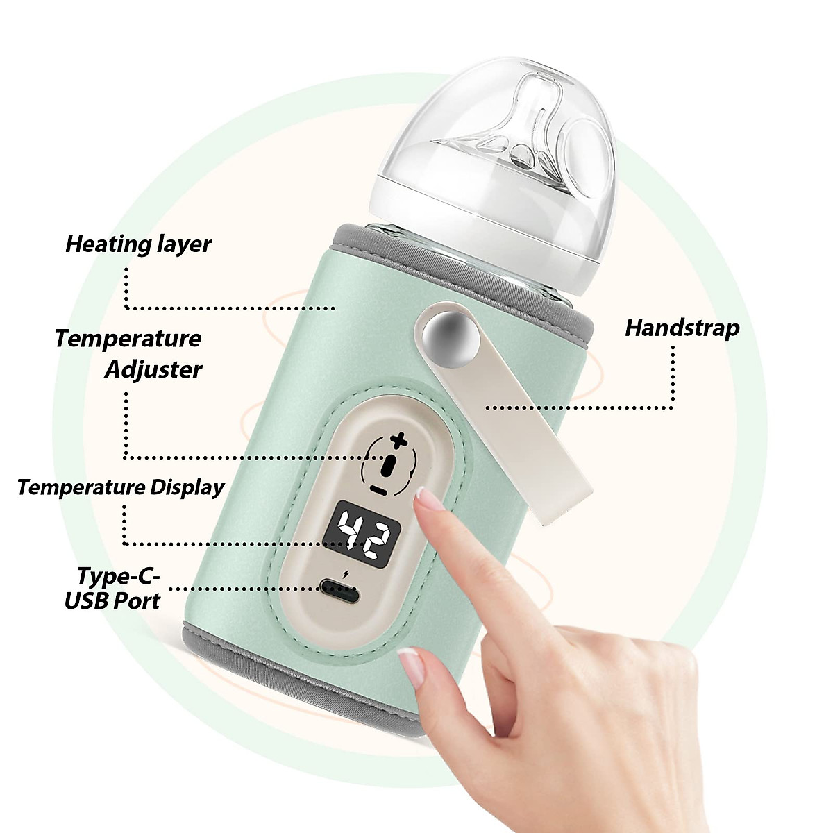 Cozytots Portable Bottle Warmer Travel for Baby Bottle Warmer for Breastmilk In Car Heaters Drink Warm Milk Thermostat Bag