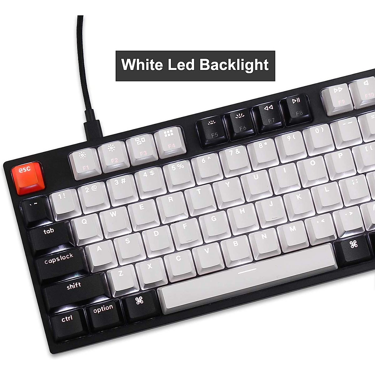 Keychron C1 87 Key Hot-swappable Wired Mechanical Keyboard, USB Type-C Cable, Double-Shot ABS Keycaps TKL Mechanical Gaming Keyboard, White Backlit Gateron G Pro Brown Switch for Mac Windows