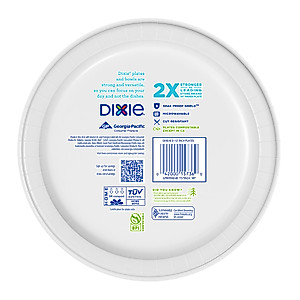 Dixie Paper Plates, 8 ½ inch, Lunch or Light Dinner Size Printed Disposable Plate, Packaging and Design May Vary 90 Counts (Pack of 1)
