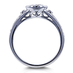 Kobelli Round Moissanite Bezel Vintage Style Engagement Ring 1 CTW in 14k White Gold, Size 7, White Gold