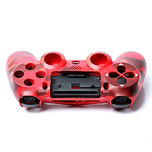 HUAYUWA Plastic Game Controller Housing Cover with Buttons Replacement Set Fit for Playstation 4 Slim 4.0 JDM-040 (V1 Version), Camouflage Red