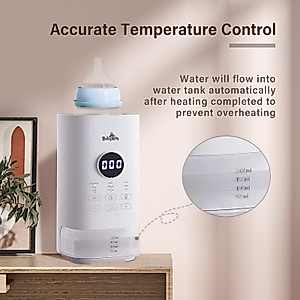 Baby Bottle Warmer, 5-in-1 Fast Bottle Warmer for Breastmilk or Formula, Food Heater, Baby Milk Warmer with Timer & LCD Display, Accurate Temperature Control, 24 Hours Keep Warm, Power-Off Protection