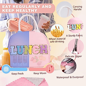 Kolewo4ever 17 Pieces Bento Box Lunch Box Kit,Large Insulated Lunch Bag 3 Layer Stackable Leakproof Lunch Box Containers with Cup,Lunch Bag,Spoon,Fork for Girl Women