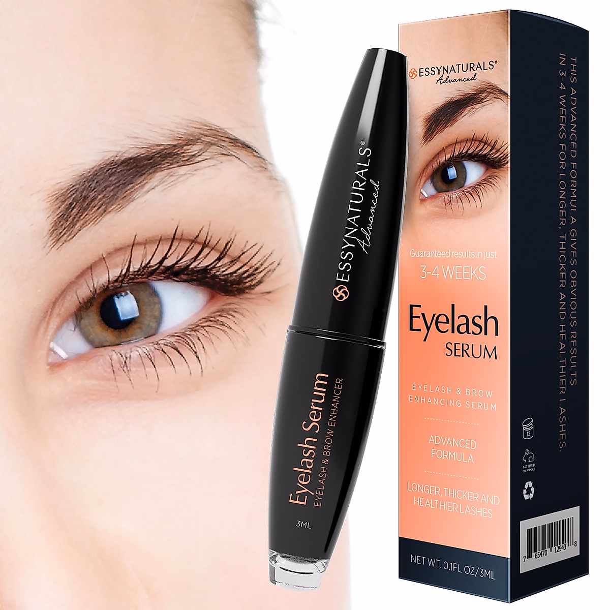 Essynaturals Premium Eyelash Growth Serum for Longer, Fuller, Thicker Lashes