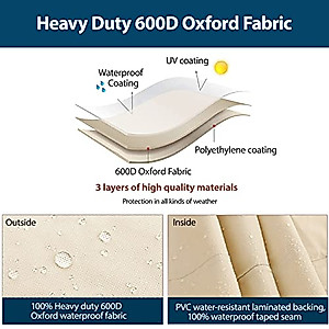 Westblue Outdoor Sectional Cover-V-Shaped Outdoor Patio Furniture Covers Waterproof Rip-Stop Anti-UV 600D Heavy Duty Outdoor Couch Cover with 3 Air Vent Sofa Cover 85''L 33.5''D 31''H